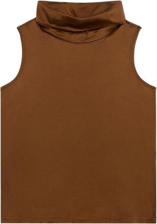 Oltre Femme, Tops, Brun, Taille: 40 FR Top en satin &agrave; col montant