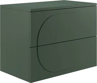 Vente-Unique Vente-Unique - Meuble sous vasque suspendu 80 cm - 2 tiroirs soft close - Mdf vert - Design minimaliste &eacute;co-responsable fabriqu&eacute; en Europe