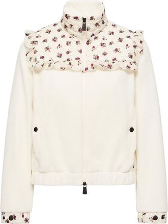 Moncler Moncler Sweat En Polartec &Agrave; Imprim&eacute; Floral, Femme, Blanc, Taille: Xl