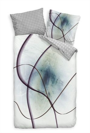 Paul Sinus Art Bettw&auml;sche Set 135x200 cm + 80x80cm feine Linien im zarten T&uuml;rkis Super hochwertige Atmungsaktive Hypoallergen Mikrofaser Bettw&auml;sche Garnitur