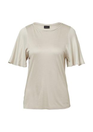 s.Oliver Kurzarmshirt T-Shirt Viskose-T-Shirt mit Rundhalsausschnitt und Satin-&Auml;rmeln