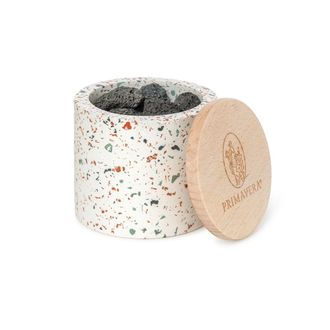 Primavera Aroma Duftstein Lava - Natur-Duftträger aus Lavastein im Terrazzo-Gefäß mit Holzdeckel - Für 100% naturreine ätherische Öle & Duftmischungen - Raumduf