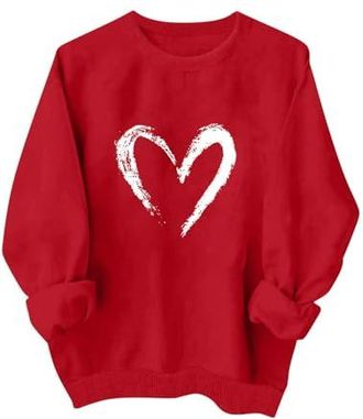Generic Veste polaire sans femme - Sweat-shirt rouge avec motif coeur - Coupe ample - Manches longues - Col rond - Pull &agrave; capuche - Haut de f&ecirc;te, bleu fonc&eacute;, 