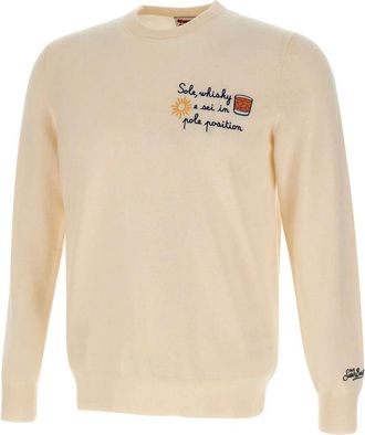 MC2 Saint Barth Homme, Pulls, Blanc, Taille: M Pull Ras du Cou Heron Sole Pole Position
