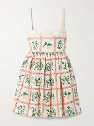 Agua Bendita Barbara Minikleid Aus Baumwolle Mit Stickereien Und Rüschen - Pink