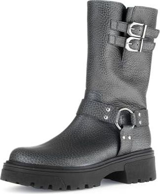 Gabor Bottines de motard pour femme, meilleur ajustement, doublure chaude, Argent vieilli 69, 38 EU