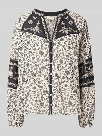Milano Regular Fit Bluse mit V-Ausschnitt und Stitchings