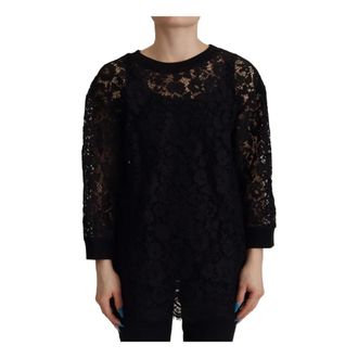 Dolce & Gabbana Schwarze Blumenspitze Sicily Bluse - - Blouses & Shirts - Damen - Schwarzk - S