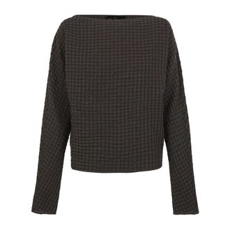 Cortana Bravo- Top in dunklem Jacquard-Karo - - Blouses & Shirts - Damen - Braun - M