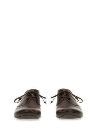 Uma Wang Womens Derby Lace-Up Shoes Brown Leather Flat
