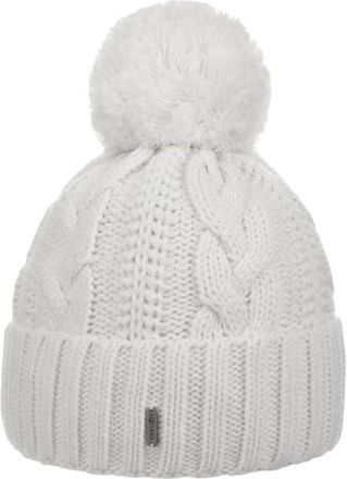 Mcburn Bonnet a Pompon Giant Femme - Made in Italy pour lhiver Bonnets &agrave; en Tricot avec Revers, Doublure, Doublure Automne-Hiver - Taille Unique Blanc Creme