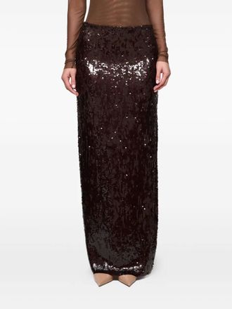 Atu Body Couture jupe longue &agrave; sequins - Marron