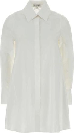 Alaia Robe chemise trap&egrave;ze en popeline - Femme - Robes - Blanc - Taille: 34 FR