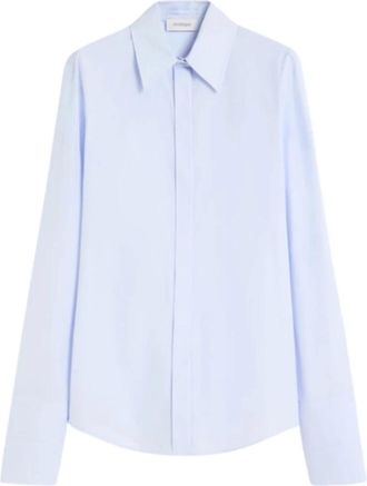 Sportmax Femme, Blouses et Chemises, Bleu, Taille: 38 FR Cotton Poplin Shirt