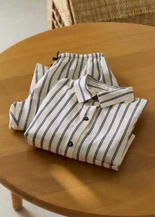 Mango Chemise pyjama 100 % coton rayures gris anthracite - Home - 12-18 mois - MANGO HOME