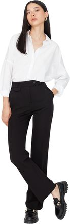 Trendyol Damen Herren Hoher Bund Wide Leg Hose Pants, Schwarz, 42 EU