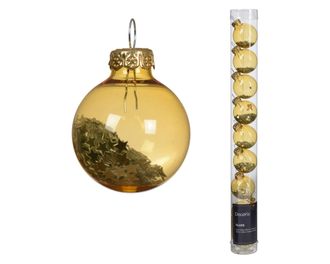 Kaemingk Weihnachtskugeln Glas mit Sternen gef&uuml;llt 3cm 9er Set - kleine Christbaumkugeln Weihnachtsbaumkugeln f&uuml;r Weihnachten - Christbaumschmuck & Weihnachtsb