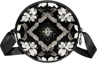 Generic Sac &agrave; bandouli&egrave;re rond pour femme, petit sac &agrave; bandouli&egrave;re avec fermeture &eacute;clair et bretelles r&eacute;glables style d&eacute;contract&eacute; pour femmes et filles