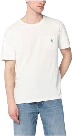 Polo Ralph Lauren Homme, Tops, Blanc, Taille: XL T-Shirt Classique Coupe Standard avec Logo Brod&eacute; et Poche