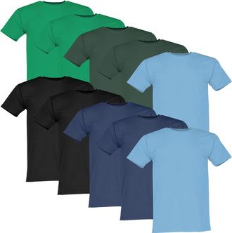 Fruit Of The Loom Original T Shirt 10er-Pack Herren, 2xKelly+2xBottle+2xSky+2xBlack+2xNavy, XL