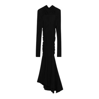 Victoria Beckham Robe &agrave; manches longues fronc&eacute;es - Femme - Robes - Noir - Taille: 34 FR