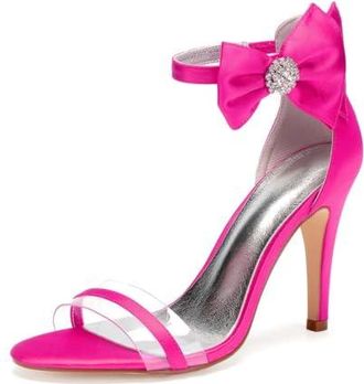 Generic Sandales &Agrave; Talons Hauts Femmes Chaussures De Mariage Sexy Mari&eacute;e Open Toe Stylet Et&eacute; Talon Soir&eacute;e Chaussures 10.5Cm,Rose Red,37 EU