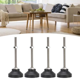 Generic 4pcs M8 Hochleistungsniveau Füße, Einstellbare Nicht -Slip -Gummi -Basis 10 Kg Kapazität für Möbeltischstuhl Regale Rack Rack Schwarz