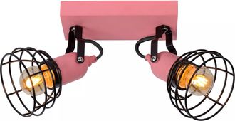Licht-Erlebnisse Deckenspot Kinder Metall Pink Schwarz L:24,5 cm E27 bis 60 W 2-flammig verstellbar M&auml;dchen dekorativ Draht Deckenleuchte Kinderzimmer FIVON