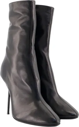 PARIS TEXAS Womens Lidia Ankle Boots - Paris Texas Leather Black Calfskin Shoes Ankle-Boots