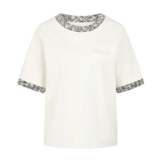Marc Cain T-Shirt mit Perlenapplikation - - Tops - Damen - Wei&szlig; - L