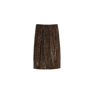 Twinset Pailletten-Streifen-Midirock - - Skirts - Damen - Braun - L