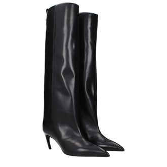 The Attico Womens Black Leather High Heel Boots