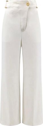 Elisabetta Franchi Femme, Pantalons, Beige, Taille: 38 FR Daily Linen And Viscose Pantalons