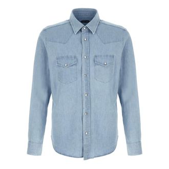 Tom Ford Homme, Chemises, Bleu, Taille: 2XL Denim Chambray Western Shirt