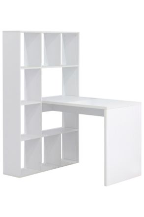 MID.YOU Mid.you Schreibtischkombination, Wei&szlig;, Holzwerkstoff, 9 F&auml;cher, 110x149x94 cm, Stauraum, Arbeitszimmer, Schreibtische, Schreibtischkombination