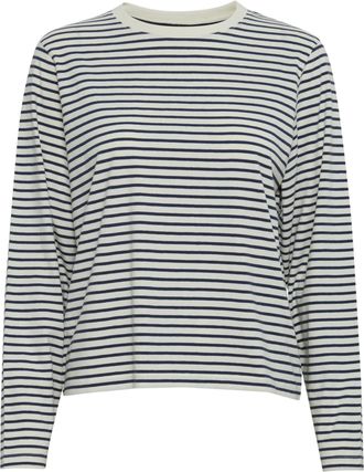 Ichi IHMIRA LS2 Damen Longsleeve Shirt 97% Baumwolle, 3% Elasthan Oversize, Größe:XL, Farbe:Total Eclipse Stripe (202997)