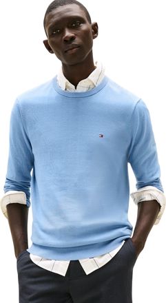 Tommy Hilfiger Herren Pullover Essential Cotton mit Rundhalsausschnitt, Blau (Brisk Blue), XXL