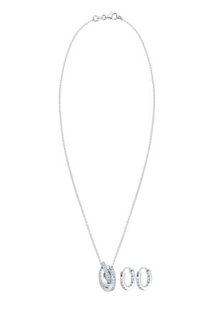 Elli Schmuckset Knoten, Kreis, Kristall Kette, Kristall Ohrh&auml;nger