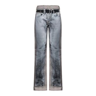 Y / Project Trompe Loeil-bedruckte Straight Leg Jeans - - Jeans - Damen - Grau - W26