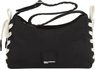 Karl Lagerfeld Femme, Sacs, Noir, Taille: ONE Size KLJ Nylon Lace Up Shoulder Bag