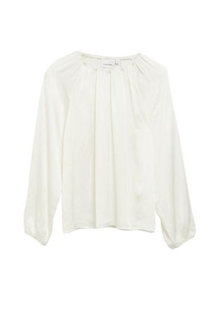 Comma Langarmbluse Bluse Satinbluse mit Raffung