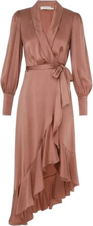 Zimmermann Femme, Robes, Rose, Taille: 40 FR Robe midi rose &agrave; manches bouffantes
