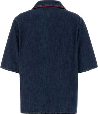 Valentino Garavani Womens Denim Blouse Denimscuro Exterior: Cotton Camicie Shirt