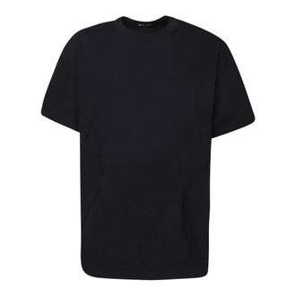 Comme Des Garçons Homme, Tops, Noir, Taille: S T-shirt noir en coton avec encolure ronde et détails asymétriques
