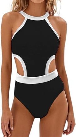 Generic Maillot De Bain Femme 1 Pieces Sport Ensemble de ajouré Tendance Les fêtes sur la Plage et à la Piscine (White, M)