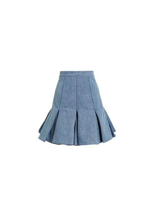 Balmain Blue Pleated Denim Skirt Size S