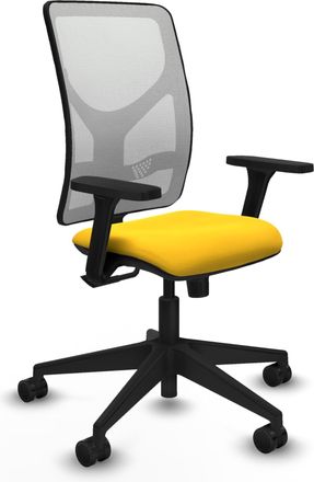 Piqueras y Crespo Drehstuhl mit 3D-Armlehnen, h&ouml;henverstellbare Lendenwirbelst&uuml;tze, ausgestattet mit 3 Positionen und Schneideschaum, mit 65 mm Nylon-Rollen, Wei&szlig;/Gelb