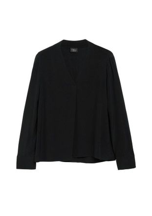 s.Oliver Langarmbluse Bluse Leichte Chiffonbluse mit V-Ausschnitt