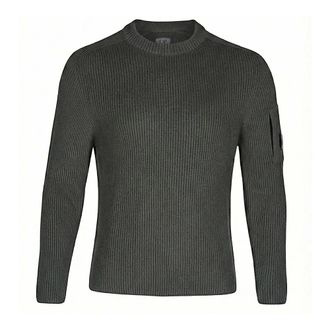 C.P. Company C.p. Company, Homme, Pulls, Gris, Taille: S Pull Col Rond Enti&egrave;rement C&ocirc;tel&eacute; avec Logo