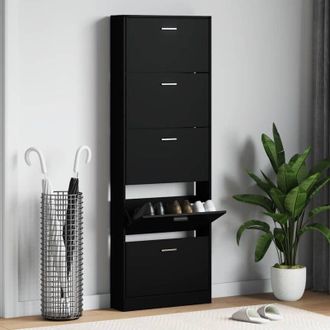 vidaXL Armoire &agrave; chaussures Noir 59x17x169 cm Bois ding&eacute;nierie